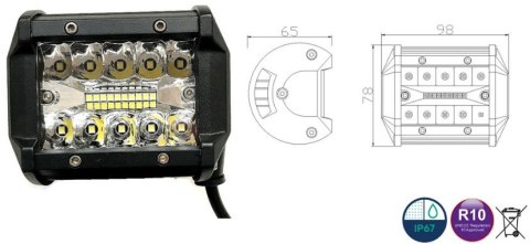 Lampa robocza lightbar 20 LED SMD combo panel quad > Oświetlenie led ...